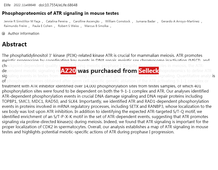 ATM/ATR抑制剂 | ATM/ATR Inhibitor
