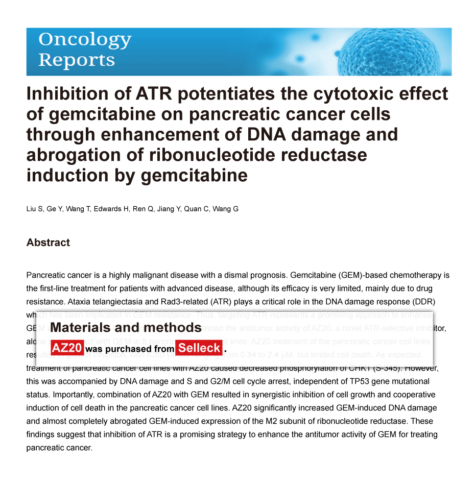 AZ20 | 购买ATM/ATR 抑制剂 - Selleck