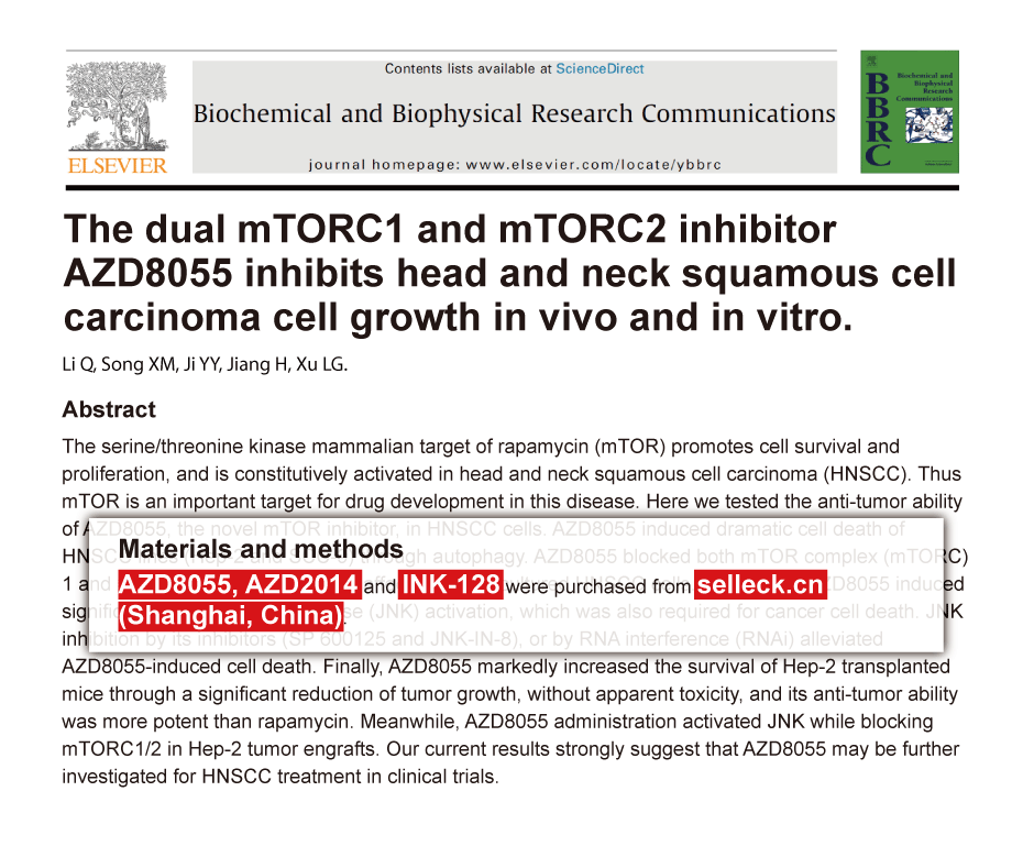 Vistusertib (AZD2014) | 购买mTOR 抑制剂 - Selleck