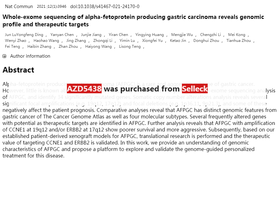 AZD5438 | 购买CDK 抑制剂 - Selleck