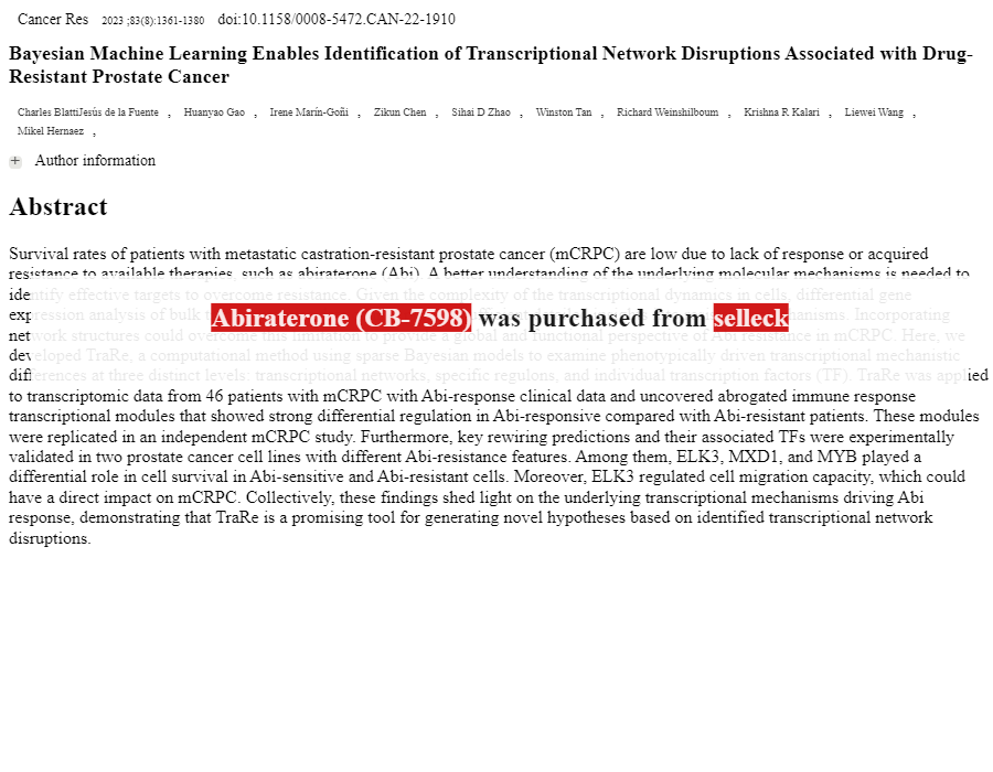 P450 (e.g. CYP17)抑制剂 | P450 (e.g. CYP17) Inhibitor