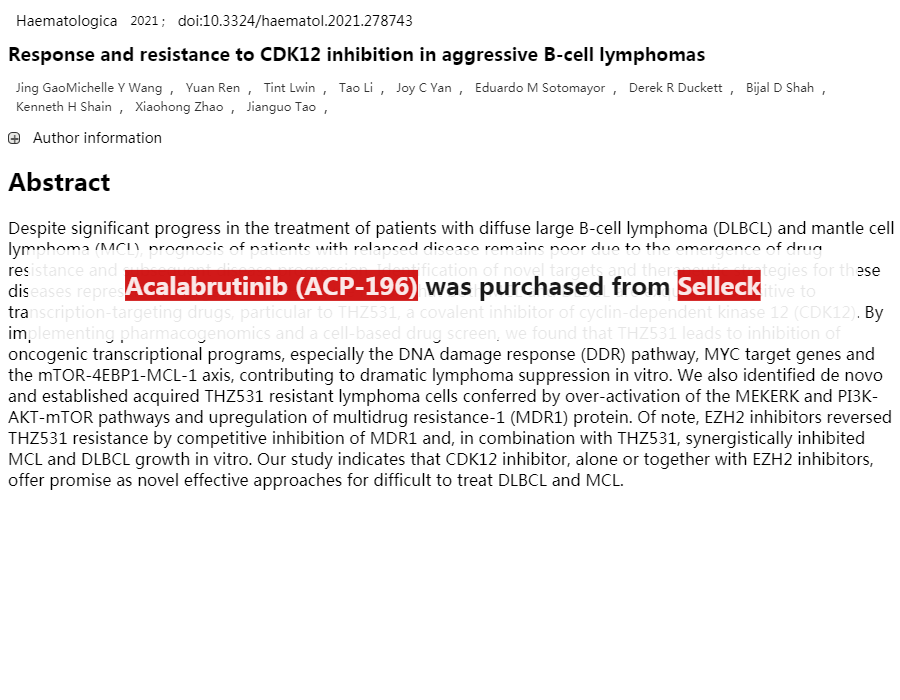 BTK抑制剂 | BTK Inhibitor