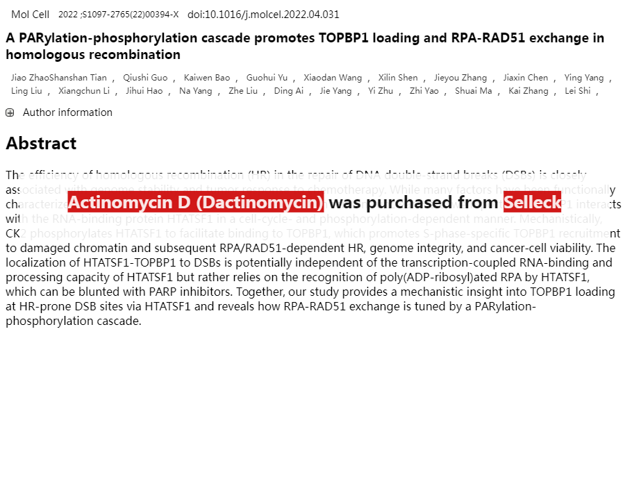 DNA/RNA Synthesis抑制剂 | DNA/RNA Synthesis Inhibitor