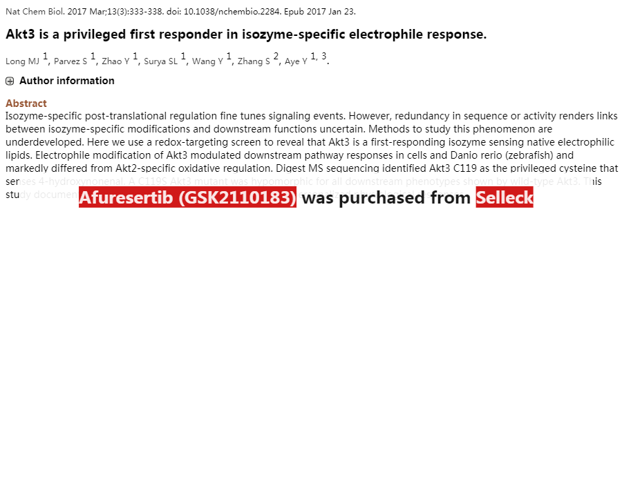 Afuresertib (GSK2110183) | Akt 抑制剂 | 现货供应 | 美国品牌 | 免费采购电话400-668-6834