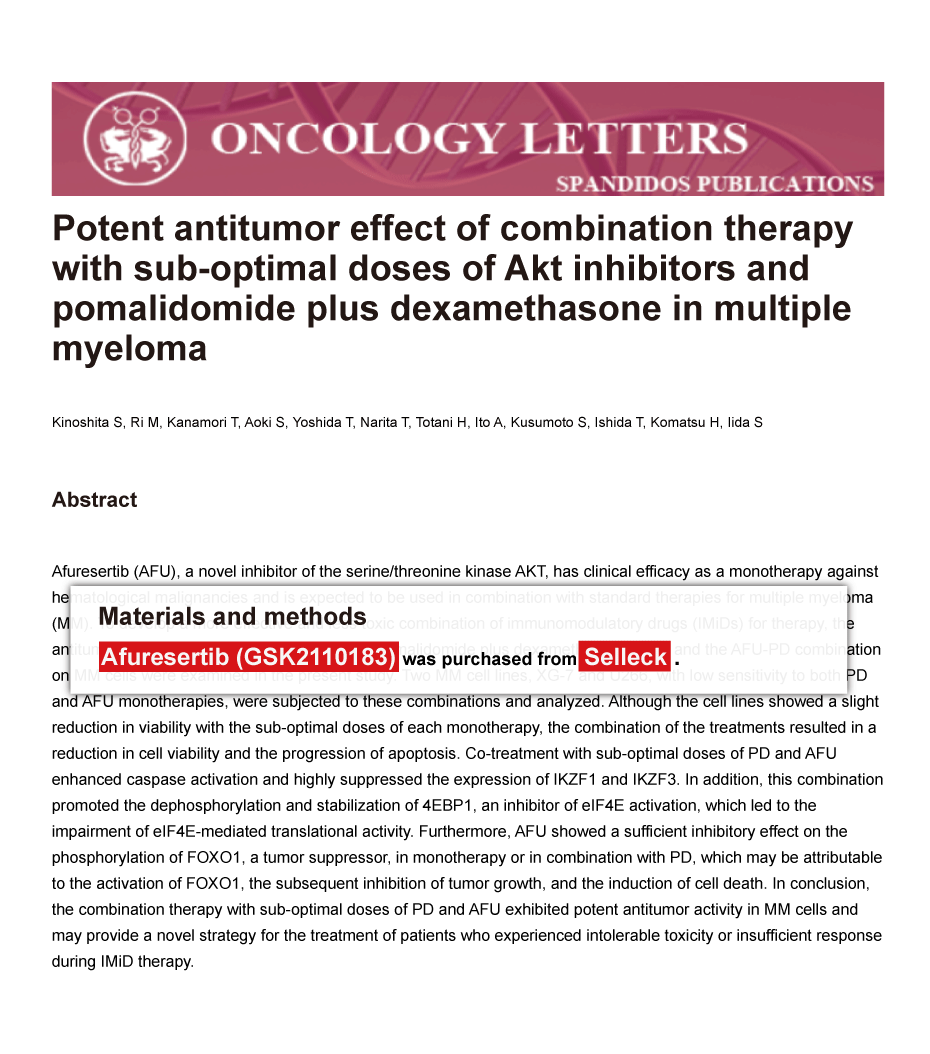 Afuresertib (GSK2110183) | Akt 抑制剂 | 现货供应 | 美国品牌 | 免费采购电话400-668-6834