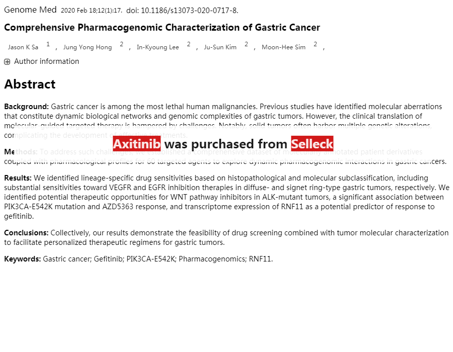 Axitinib (AG 013736) | 购买VEGFR 抑制剂 - Selleck