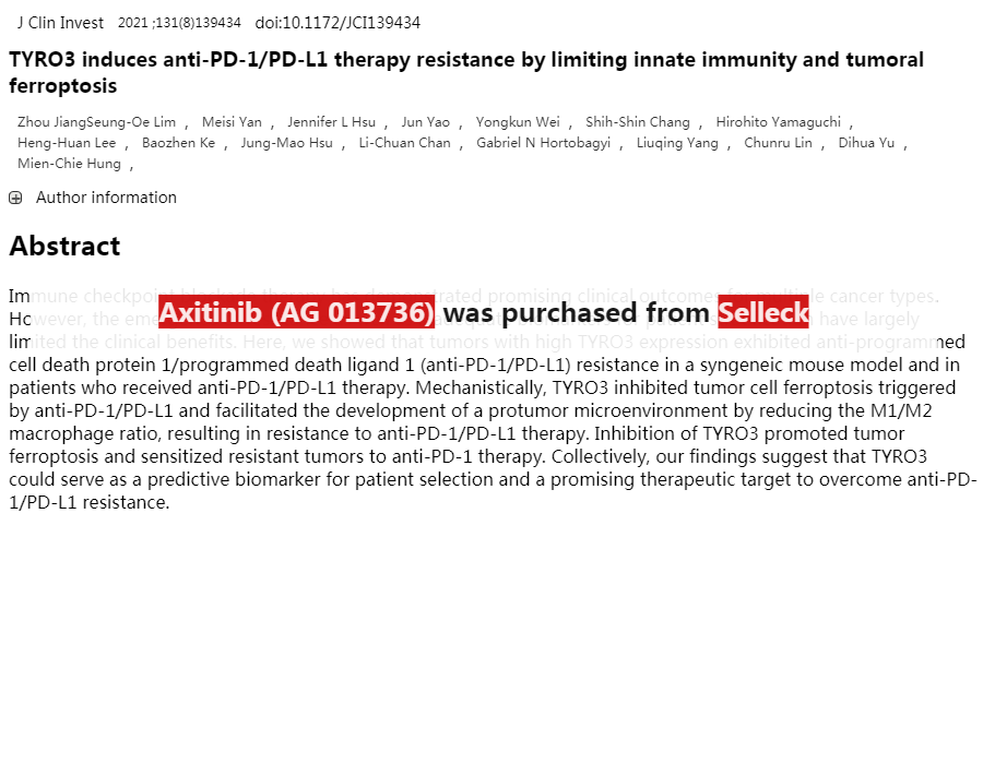 Axitinib (AG 013736) | 购买VEGFR 抑制剂 - Selleck