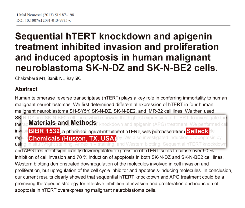 BIBR 1532 | 购买Telomerase 抑制剂 - Selleck