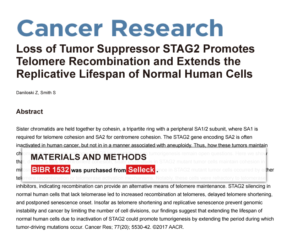 BIBR 1532 | 购买Telomerase 抑制剂 - Selleck