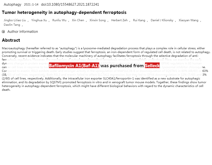 Bafilomycin A1 (Baf-A1) | Proton Pump 抑制剂 | 现货供应 | 美国品牌 | 免费采购电话400-668 ...