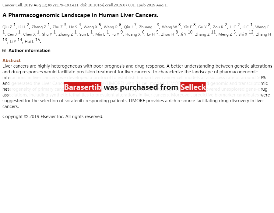 Barasertib (AZD1152-HQPA) | 购买Aurora Kinase 抑制剂 - Selleck