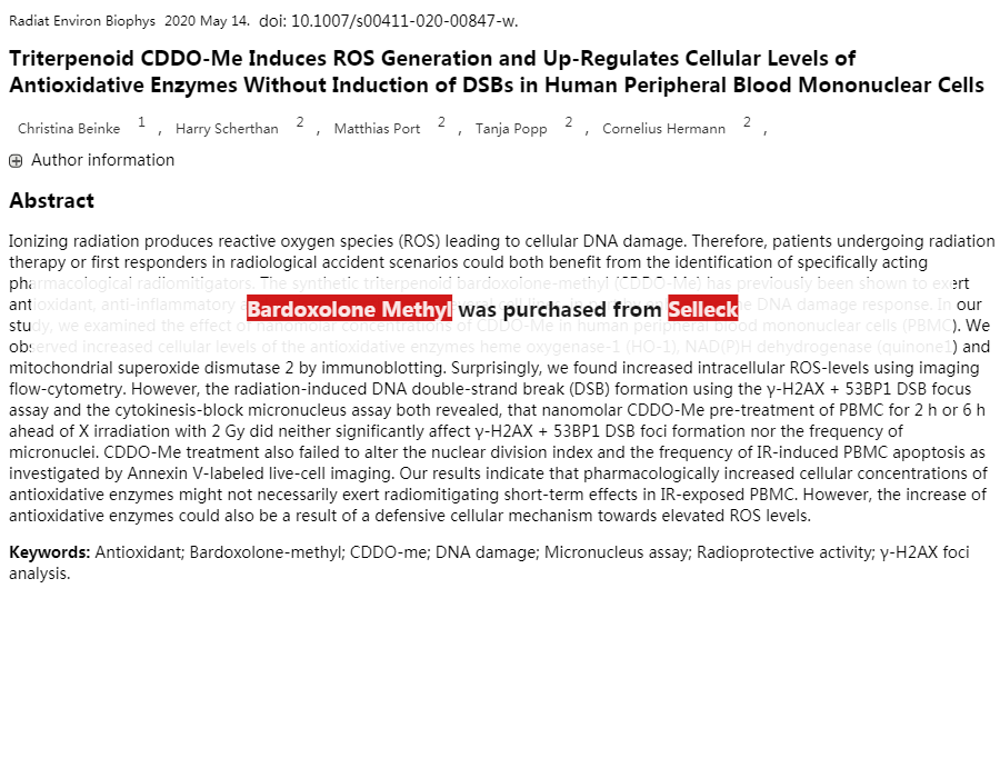 Bardoxolone Methyl | IκB/IKK 抑制剂 | 现货供应 | 美国品牌 | 免费采购电话400-668-6834
