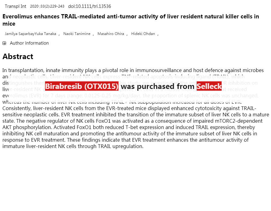 Birabresib (OTX015) | 购买Epigenetic Reader Domain 抑制剂 - Selleck