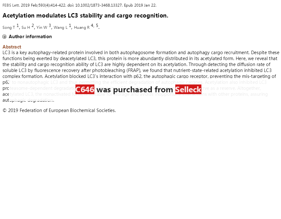 C646 | 购买Histone Acetyltransferase 抑制剂 - Selleck