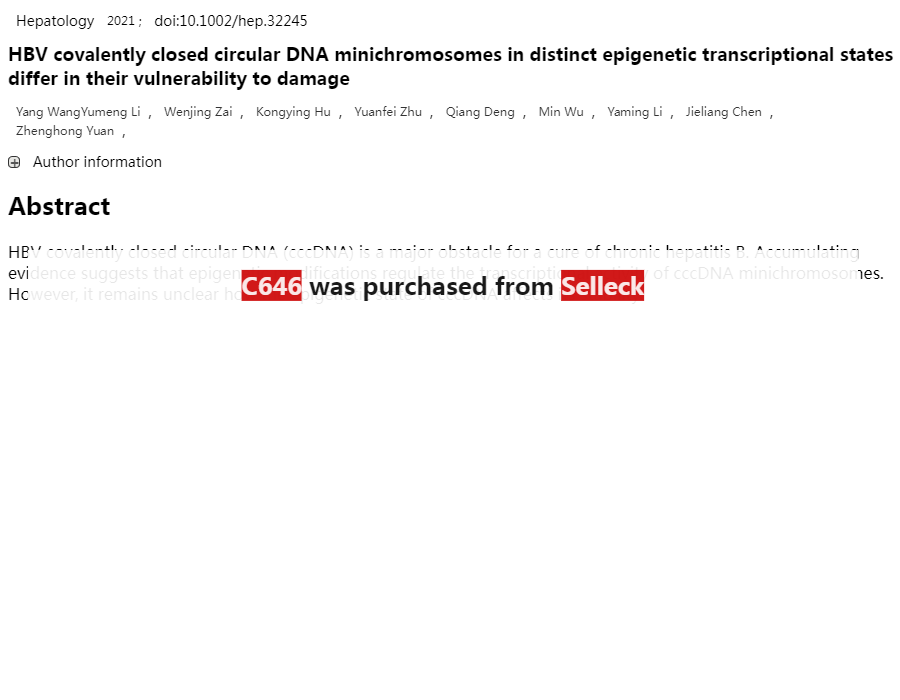 C646 | 购买Histone Acetyltransferase 抑制剂 - Selleck