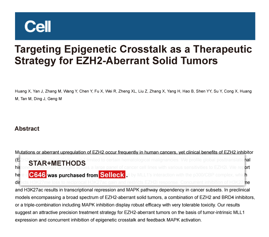 C646 | 购买Histone Acetyltransferase 抑制剂 - Selleck