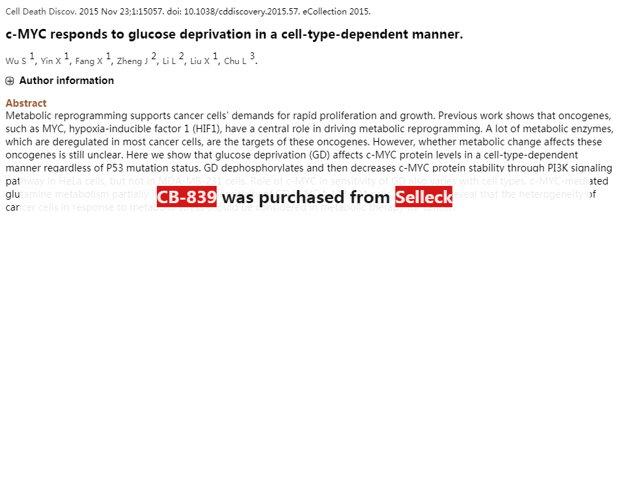 Telaglenastat (CB-839) | Glutaminase 抑制剂 | 现货供应 | 美国品牌 | 免费采购电话400-668-6834