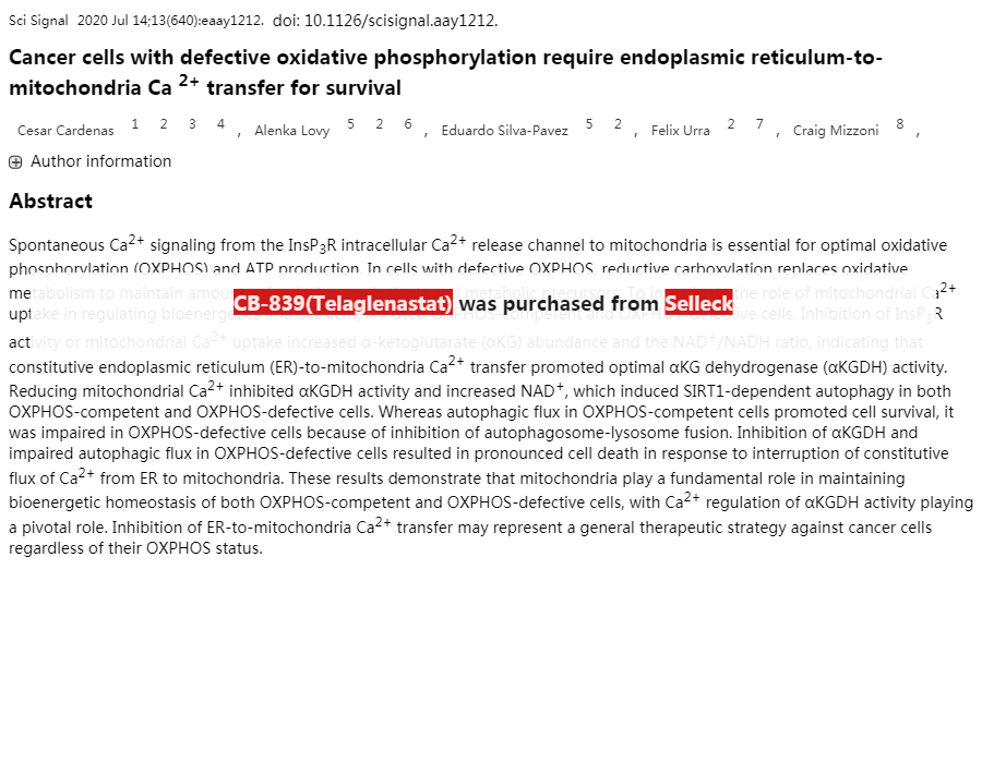 Telaglenastat (CB-839) | Glutaminase 抑制剂 | 现货供应 | 美国品牌 | 免费采购电话400-668-6834