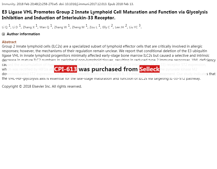 Devimistat (CPI-613) | 购买Dehydrogenase 抑制剂 - Selleck