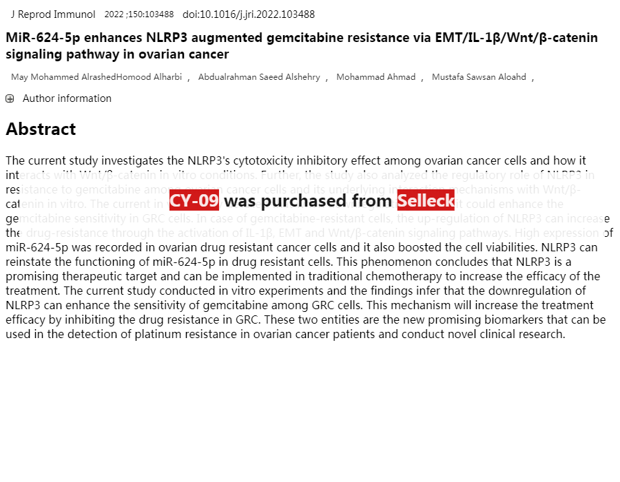 CY-09 | 99.85%(HPLC) | In Stock | NLRP3 inhibitor