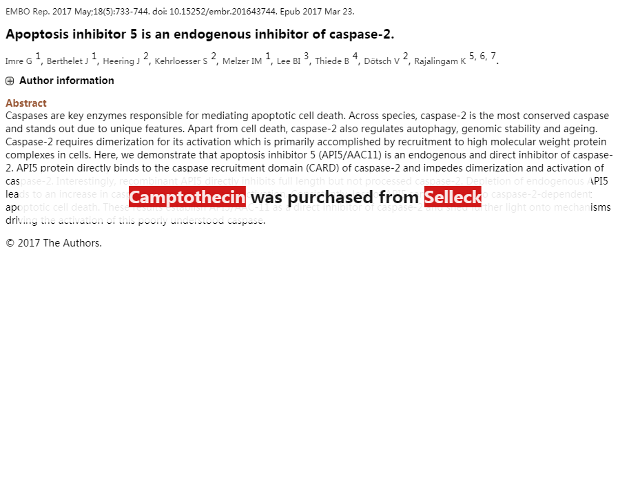 Camptothecin (NSC-100880) | 购买ADC Cytotoxin 抑制剂 - Selleck