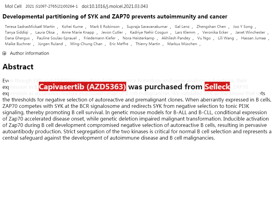 Capivasertib (AZD5363) | 购买Akt 抑制剂 - Selleck