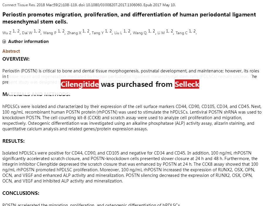 Cilengitide trifluoroacetate | 购买Integrin 抑制剂 - Selleck