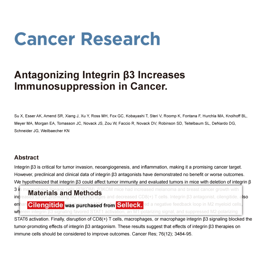 Cilengitide trifluoroacetate | 购买Integrin 抑制剂 - Selleck