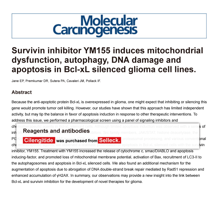 Cilengitide trifluoroacetate | 购买Integrin 抑制剂 - Selleck