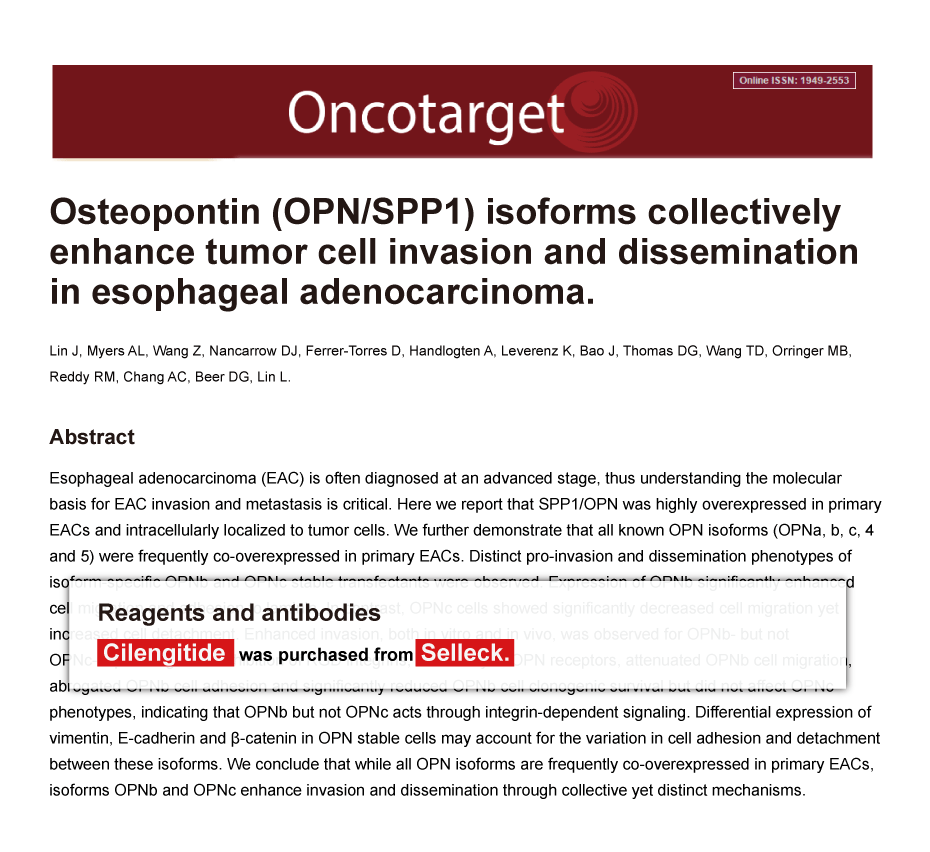 Cilengitide trifluoroacetate | 购买Integrin 抑制剂 - Selleck