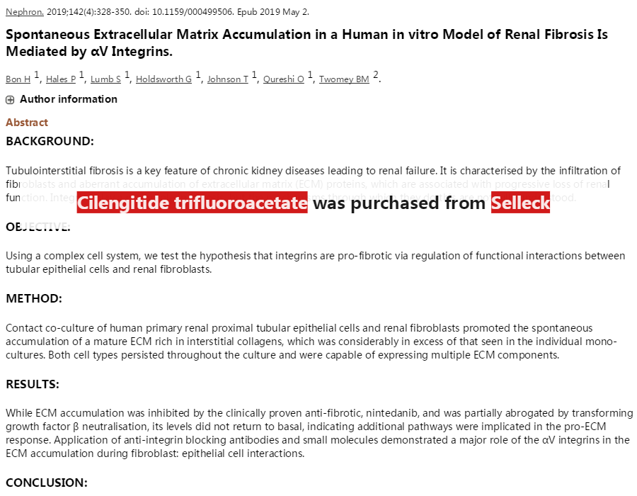 Cilengitide trifluoroacetate | 购买Integrin 抑制剂 - Selleck