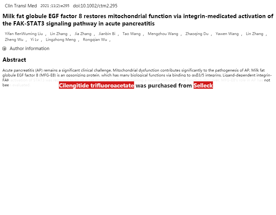Cilengitide trifluoroacetate | 购买Integrin 抑制剂 - Selleck