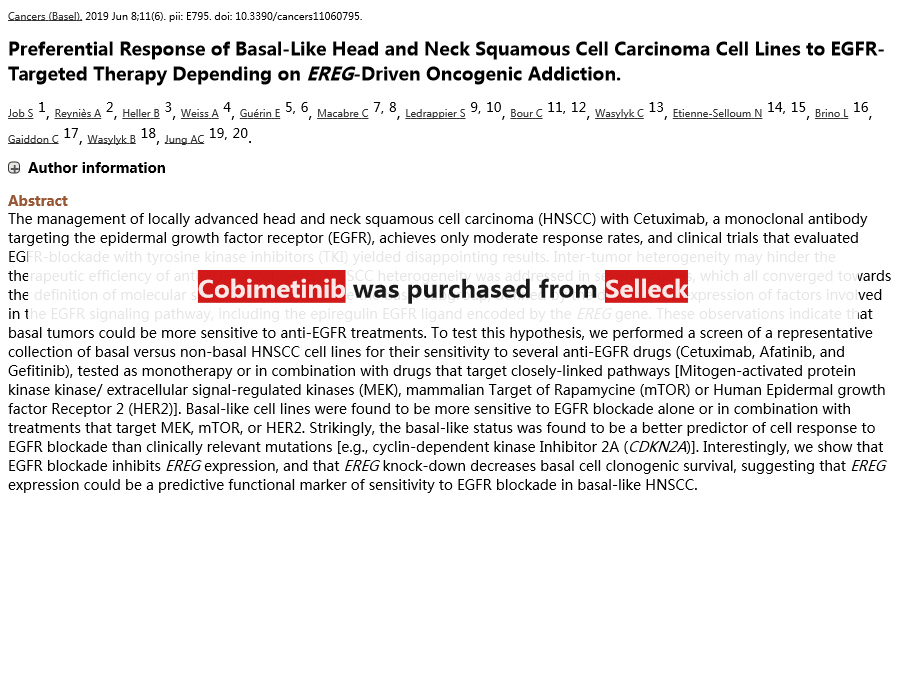 Cobimetinib (GDC-0973) | MEK 抑制剂 | 现货供应 | 美国品牌 | 免费采购电话400-668-6834