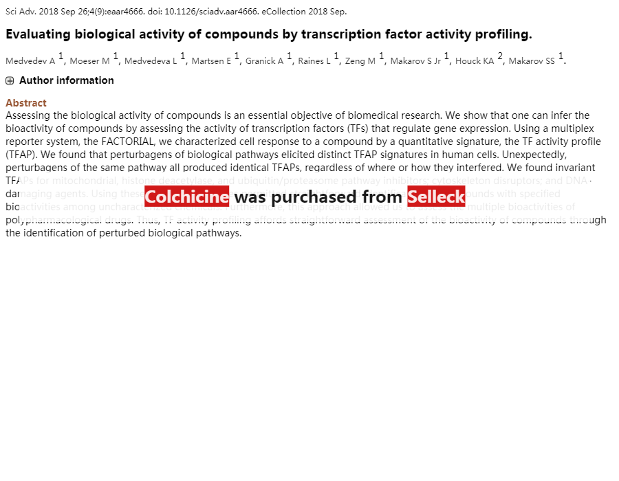 购买Colchicine | Microtubule Associated inhibitor | 价格 | IC50 | 只能用于研究