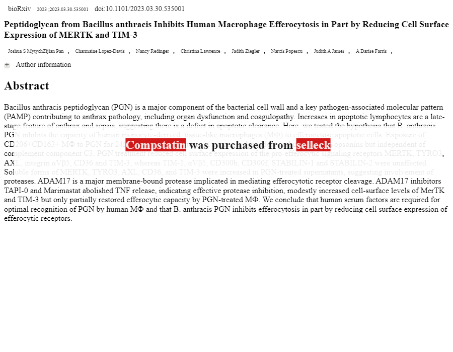 Compstatin | Complement System inhibitor | Mechanism | Concentration