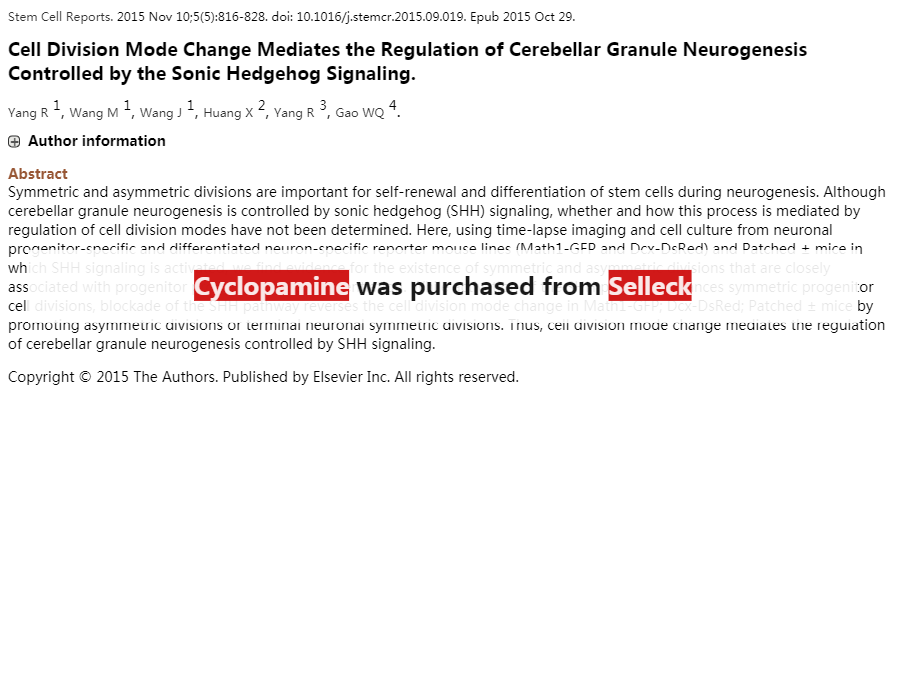 Cyclopamine | Hedgehog/Smoothened 抑制剂 | 现货供应 | 美国品牌 | 免费采购电话400-668-6834