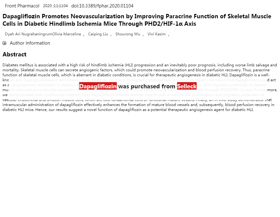 Dapagliflozin (BMS-512148) | SGLT 抑制剂 | 现货供应 | 美国品牌 | 免费采购电话400-668-6834
