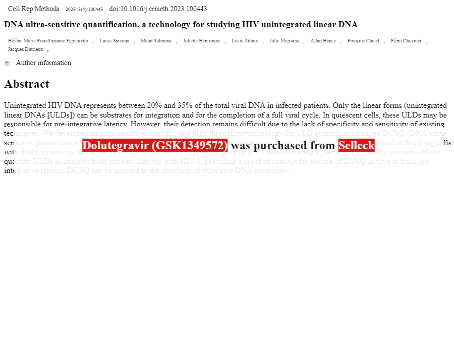 Integrase抑制剂 | Integrase Inhibitor