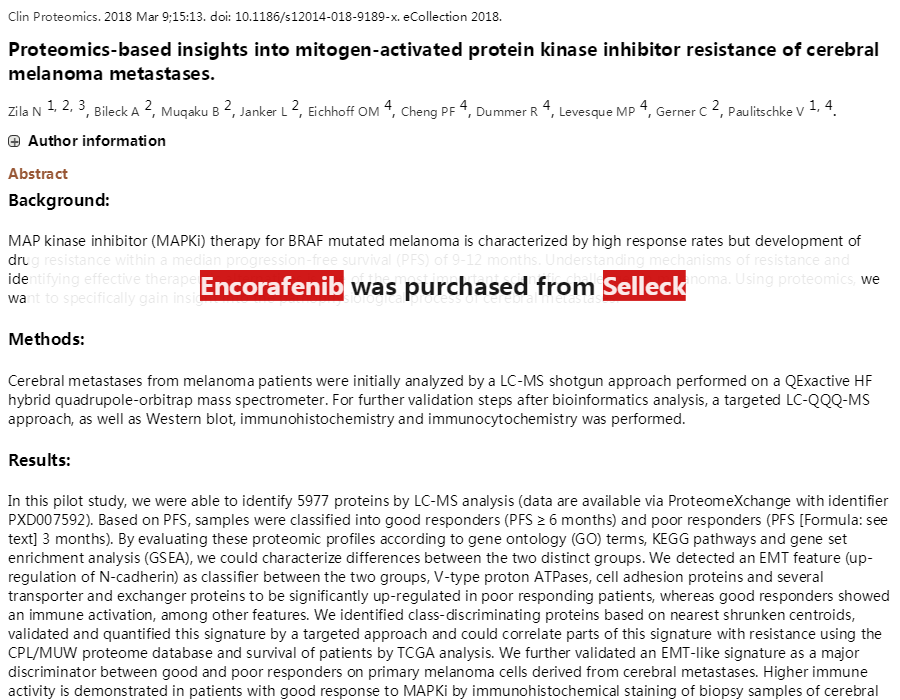 Encorafenib (LGX818) | Raf 抑制剂 | 现货供应 | 美国品牌 | 免费采购电话400-668-6834