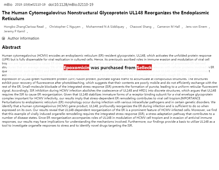 Epoxomicin (BU-4061T) | Proteasome 抑制剂 | 现货供应 | 美国品牌 | 免费采购电话400-668-6834