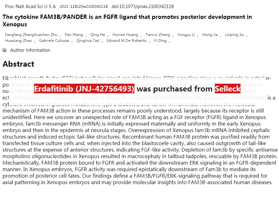 Erdafitinib (JNJ-42756493) | FGFR 抑制剂 | 现货供应 | 美国品牌 | 免费采购电话400-668-6834