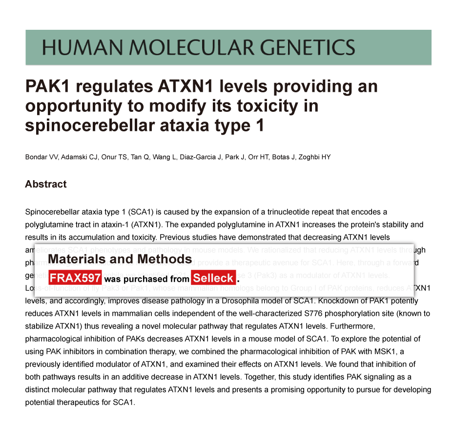 FRAX597 | PAK 抑制剂 | 现货供应 | 美国品牌 | 免费采购电话400-668-6834
