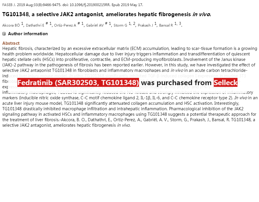 Fedratinib (TG101348) | 购买JAK 抑制剂 - Selleck
