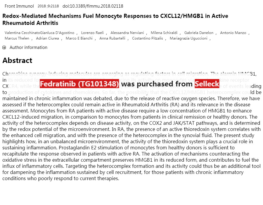 Fedratinib (TG101348) | 购买JAK 抑制剂 - Selleck