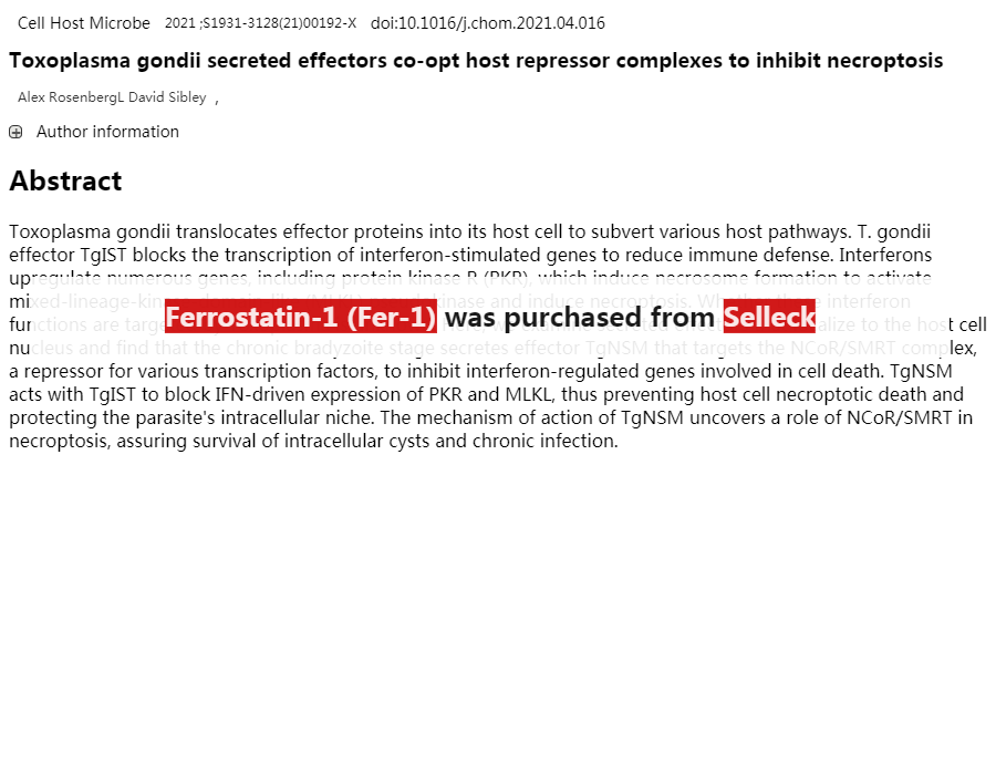 Ferrostatin-1 (Fer-1) | Ferroptosis 抑制剂&激活剂 | 现货供应 | 美国品牌 | 免费采购电话400 ...