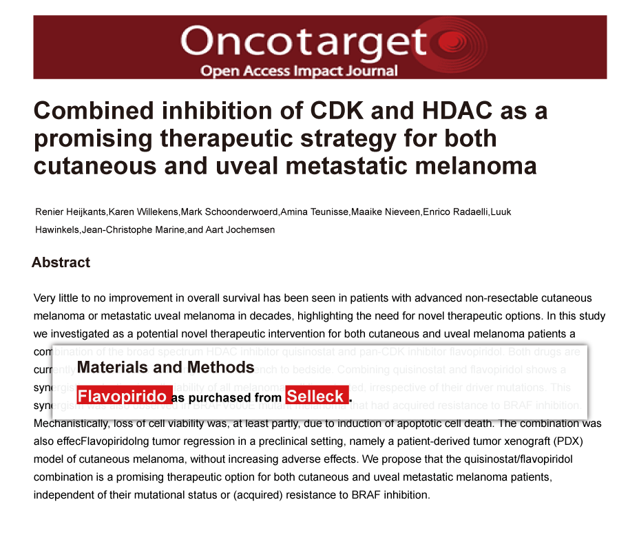 Flavopiridol (L86-8275) | CDK 抑制剂 | 现货供应 | 美国品牌 | 免费采购电话400-668-6834