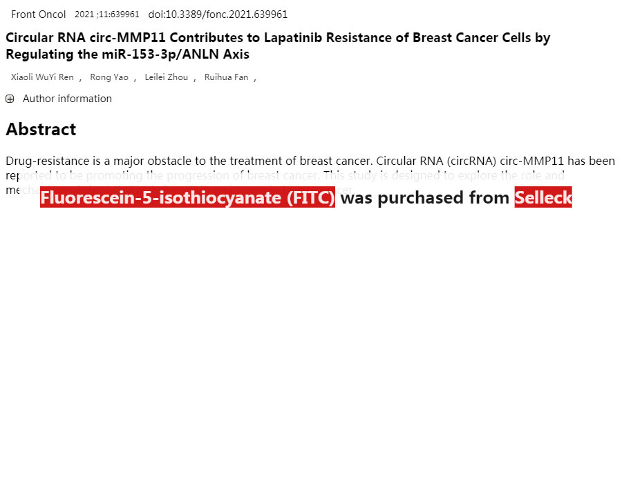 Fluorescein-5-isothiocyanate (FITC) | 染料 抑制剂 | 现货供应 | 美国品牌 | 免费采购电话400-668-6834