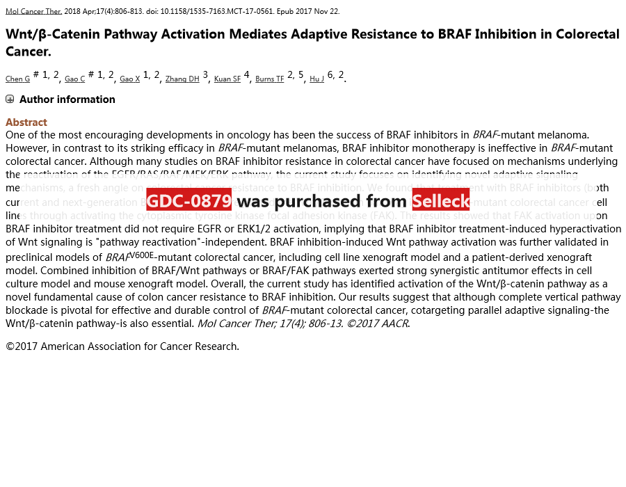 GDC-0879 | 购买Raf 抑制剂 - Selleck