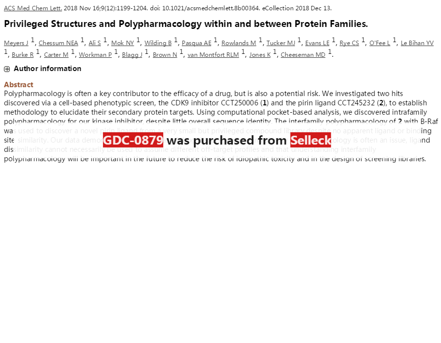 GDC-0879 | 购买Raf 抑制剂 - Selleck