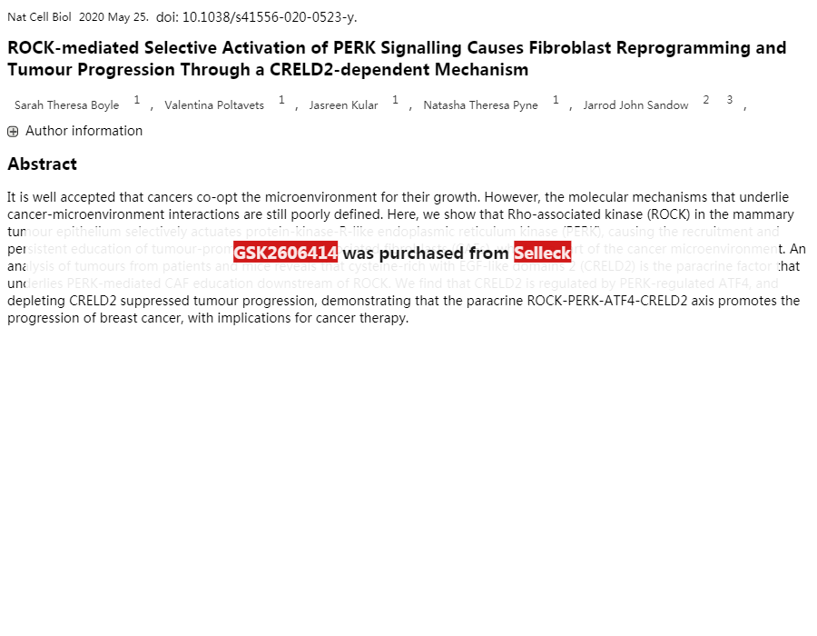 GSK2606414 | 购买PERK 抑制剂 - Selleck